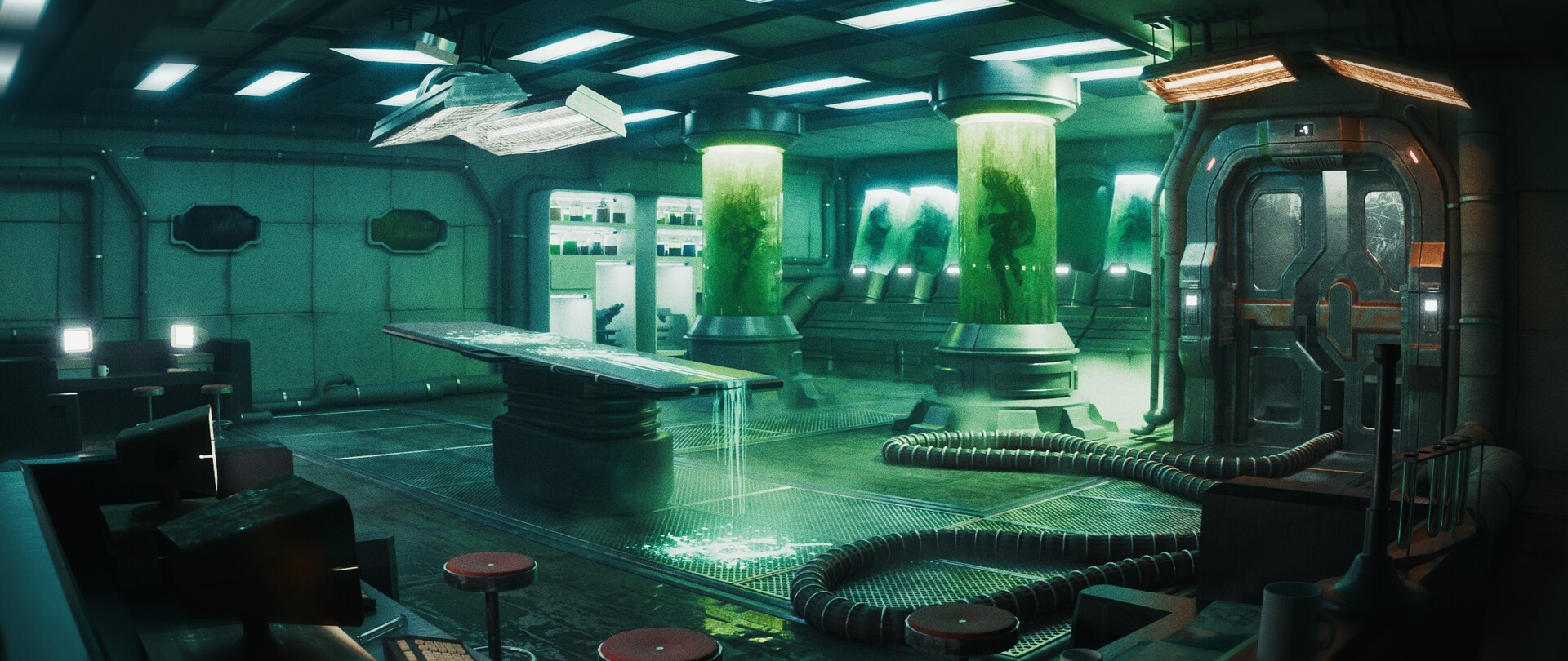 evil laboratory background