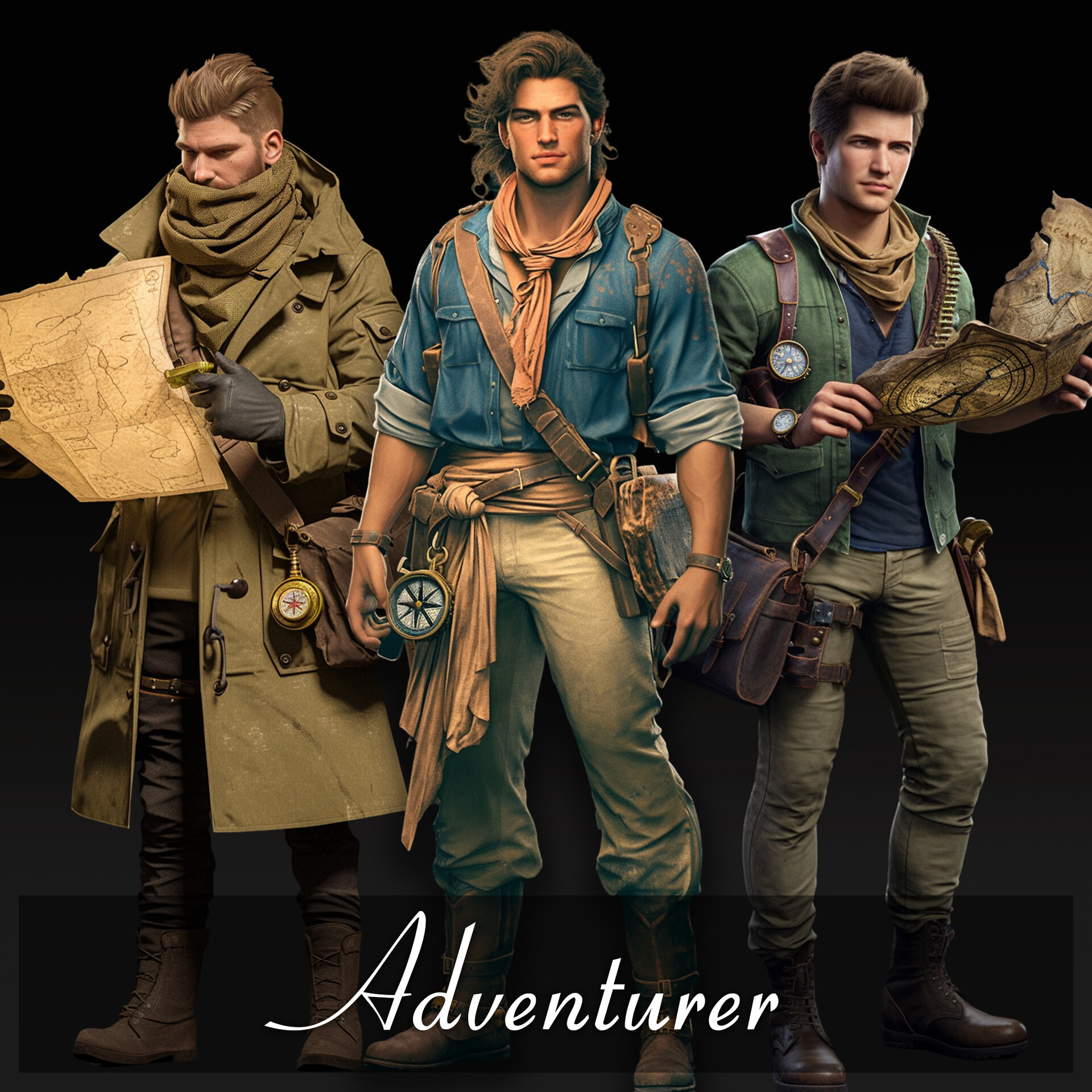 ArtStation - 250 Male Archaeological Adventurer (Full Body) - Character ...