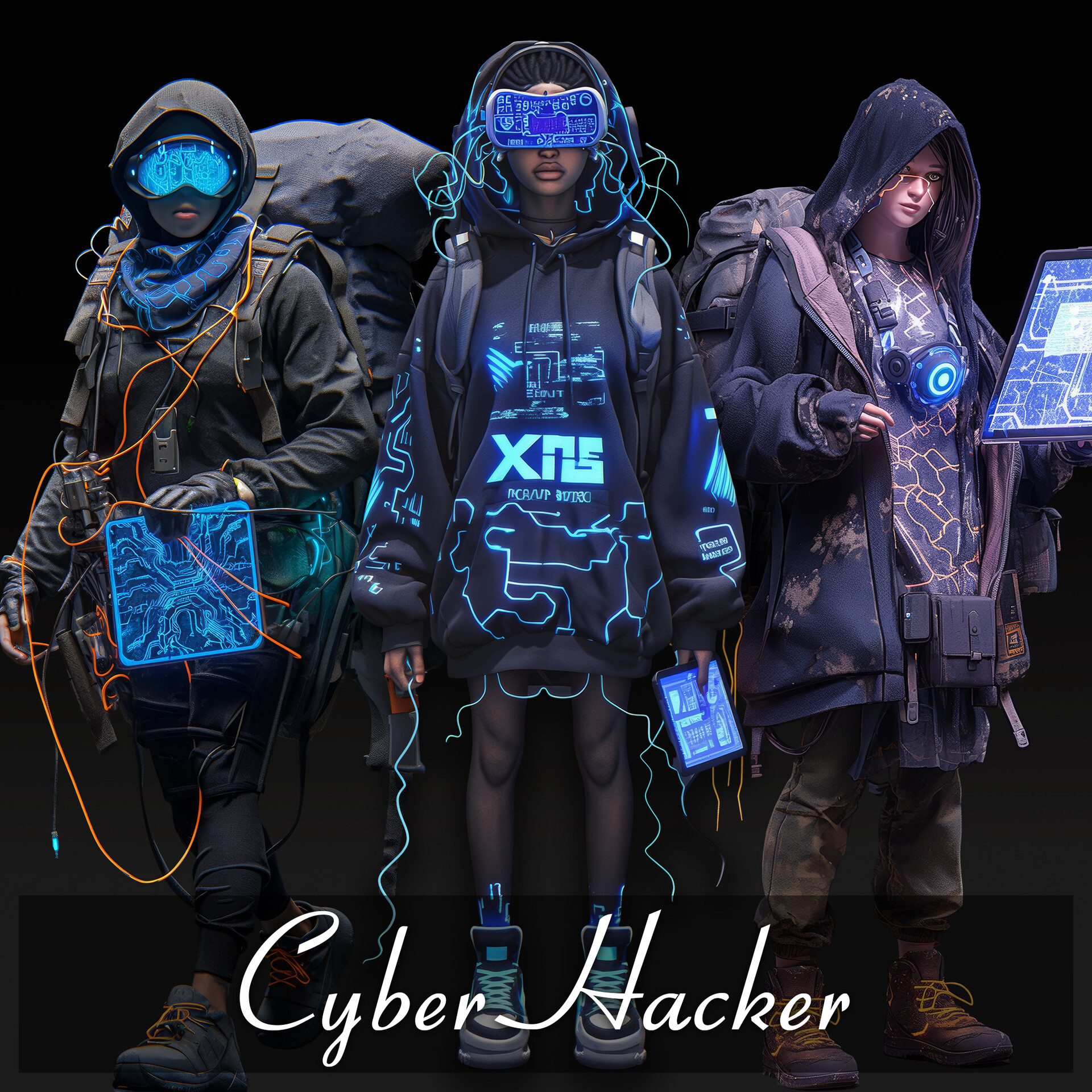 ArtStation - 250 Female Cyber Hacker (Full Body) - Character Reference ...