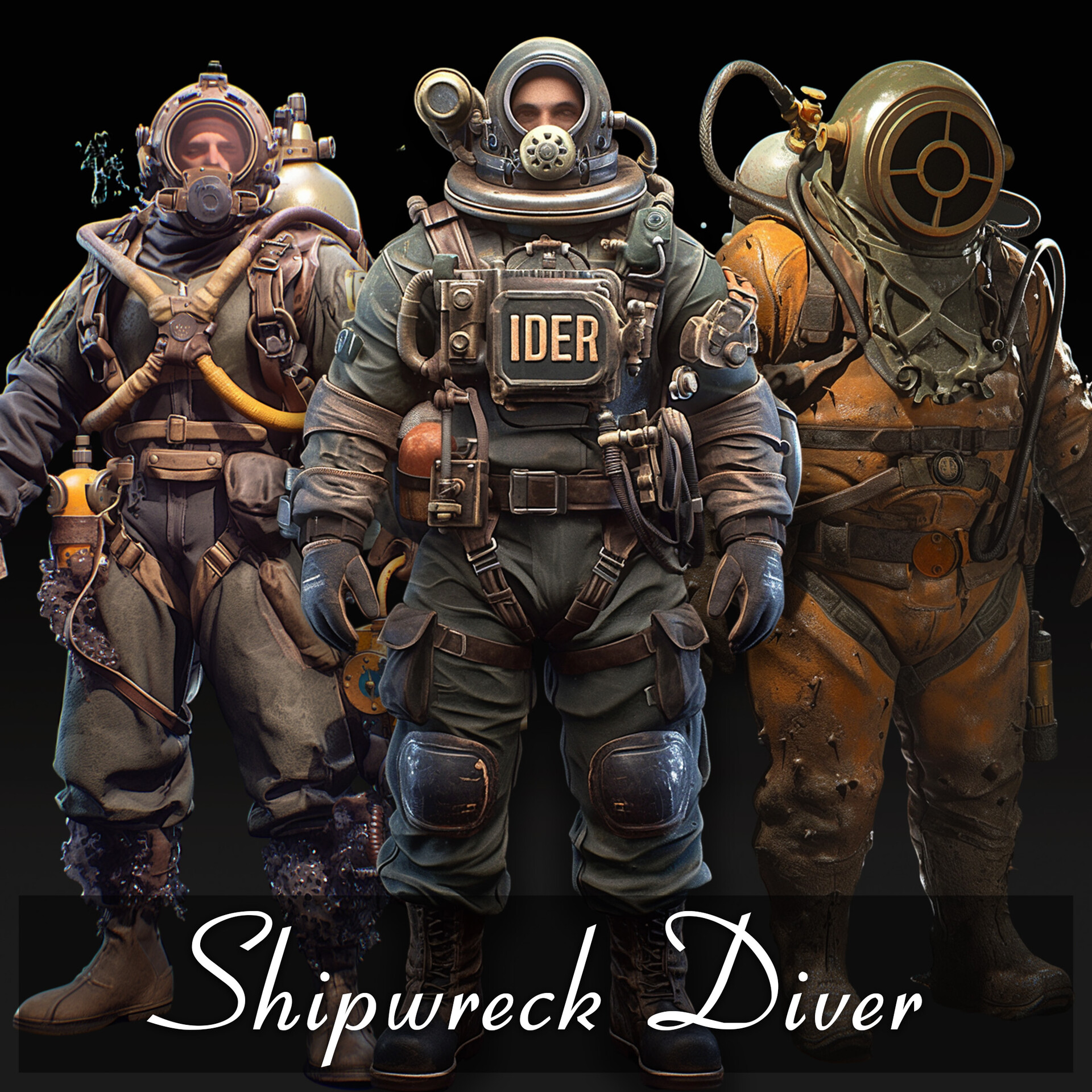 ArtStation - 250 Male Shipwreck Diver (Full Body) - Character Reference ...