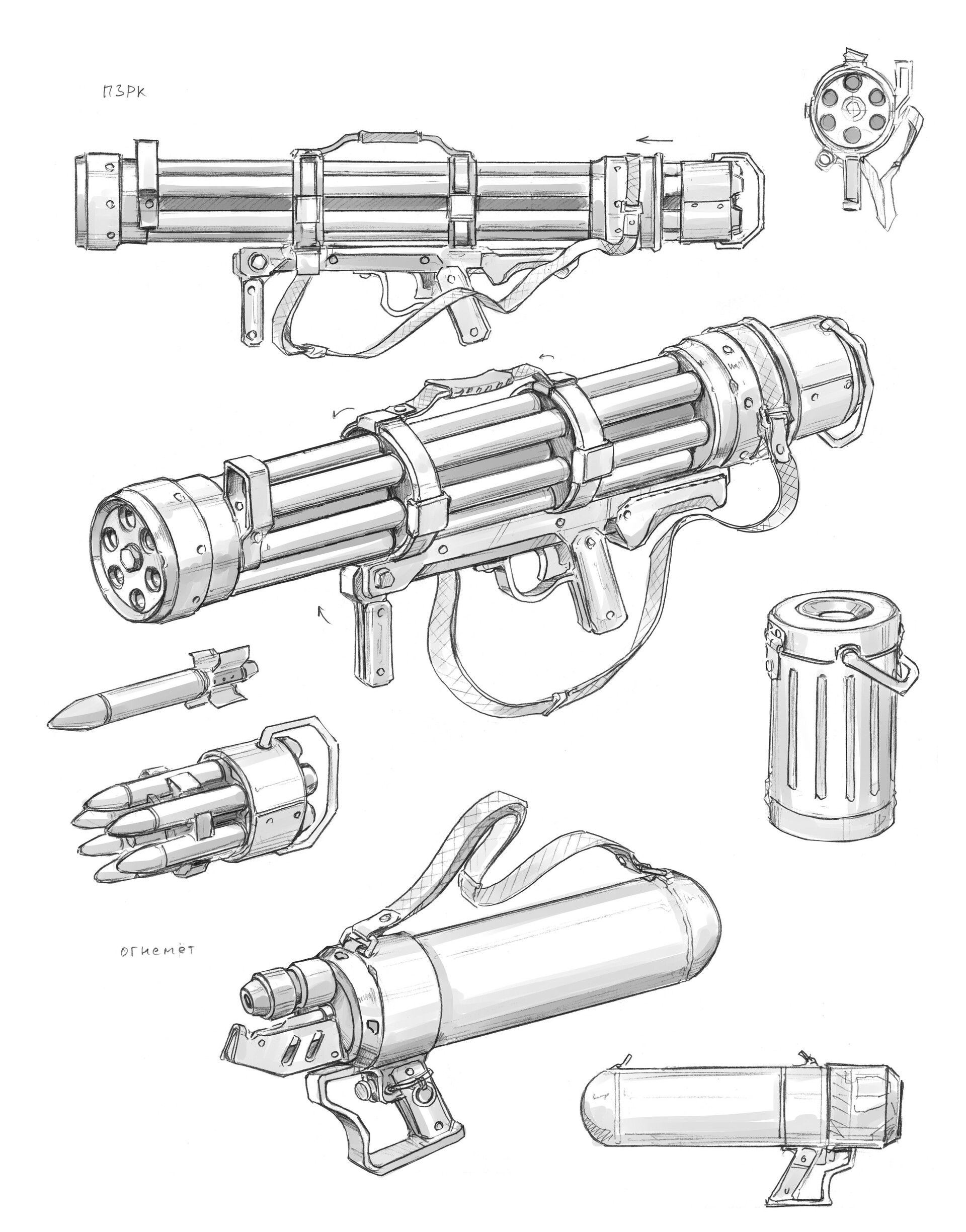 ArtStation - AA rocket launcher and disposable flamethrower