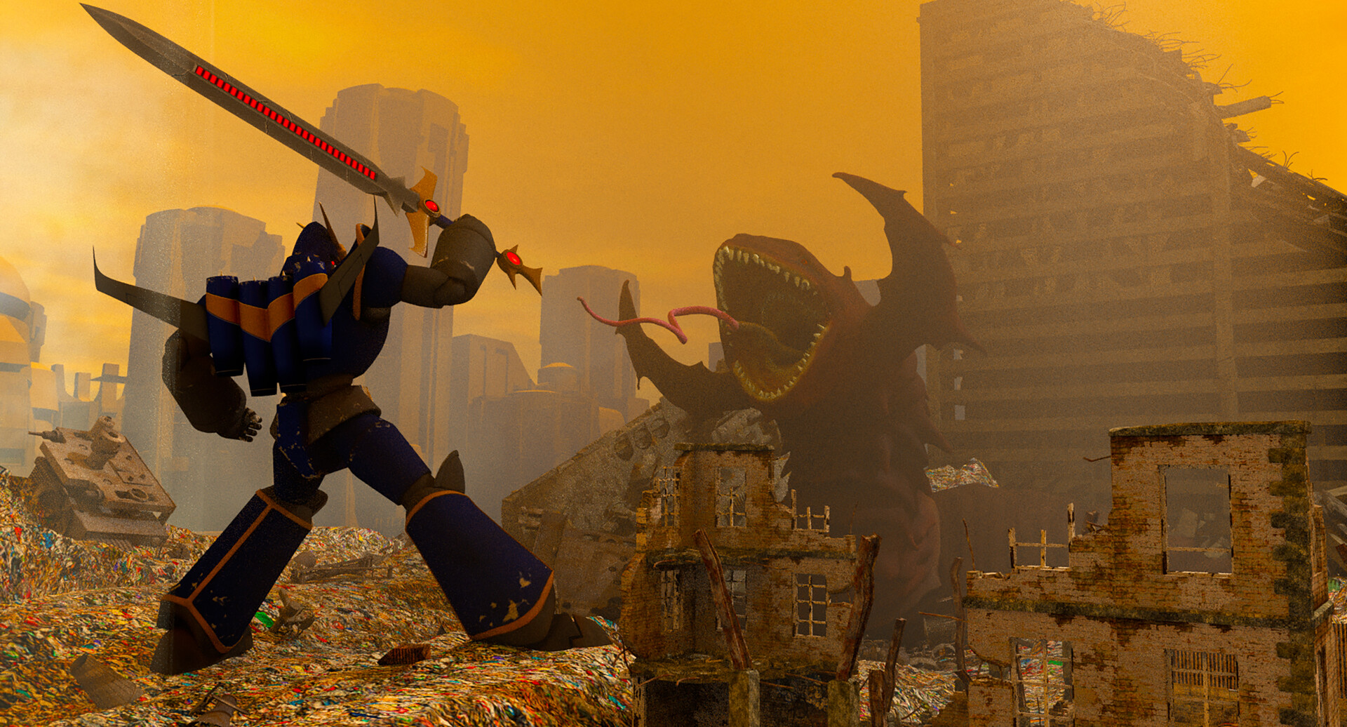 ArtStation - Mech Vs. Monster