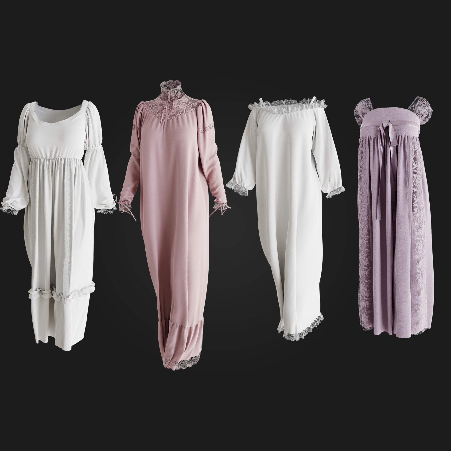 ArtStation - 4 Nightgowns[fbx+obj+zprj+blend]md+clo vol05