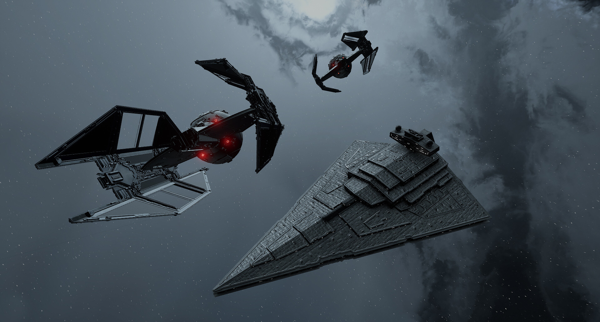ArtStation - Tie-Avenger + Stardestroyer in empty space