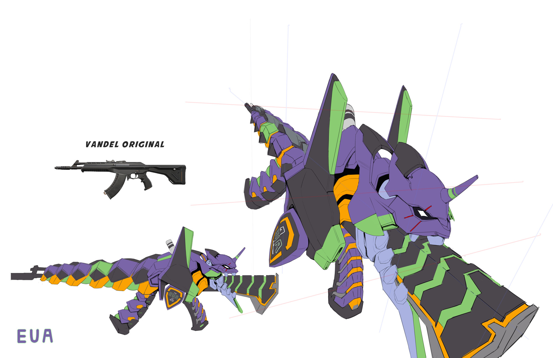 Zijing ( Jerry ) Xu - EVA-01 Themed Vandel Skin Design, Valorant Fan Art