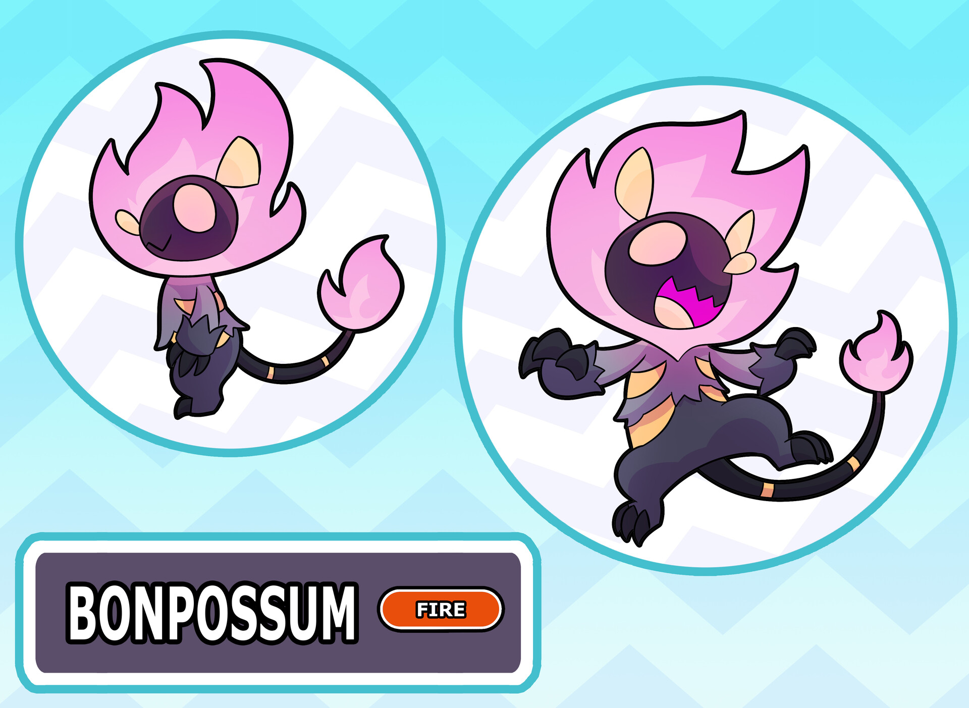 ArtStation - Fakemon....Possburn and Bonpossum