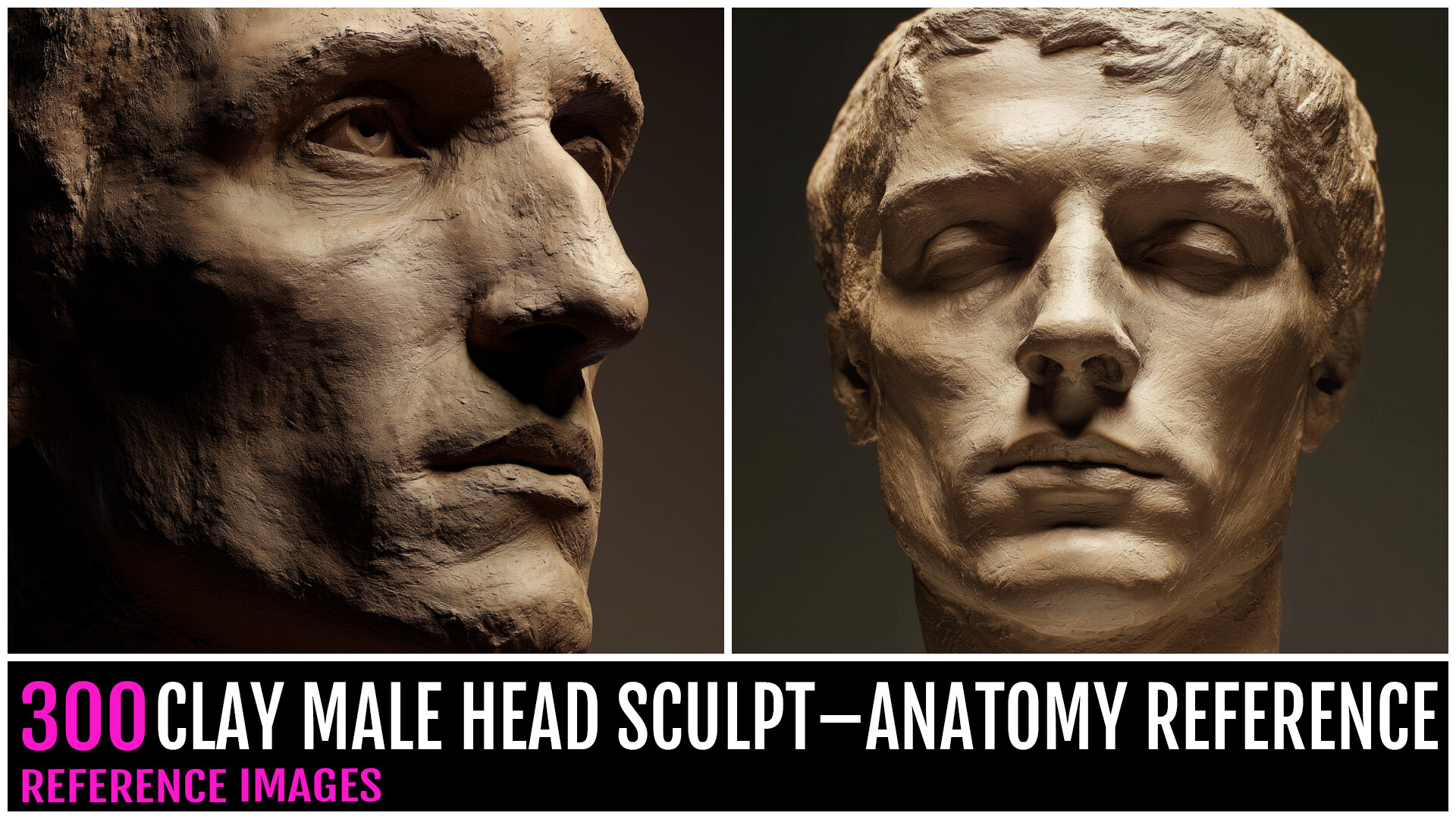 Isabelle ¥¥ - 300 CLAY MALE HEAD SCULPT–ANATOMY REFERENCE