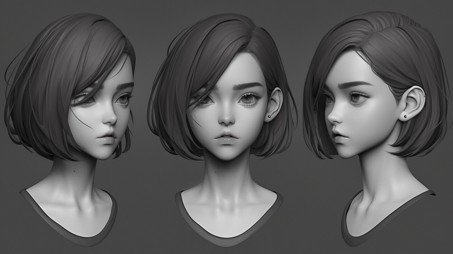 3D Head Sculpt References in 4K - Tika Art - +300 Japanese Female Head ...