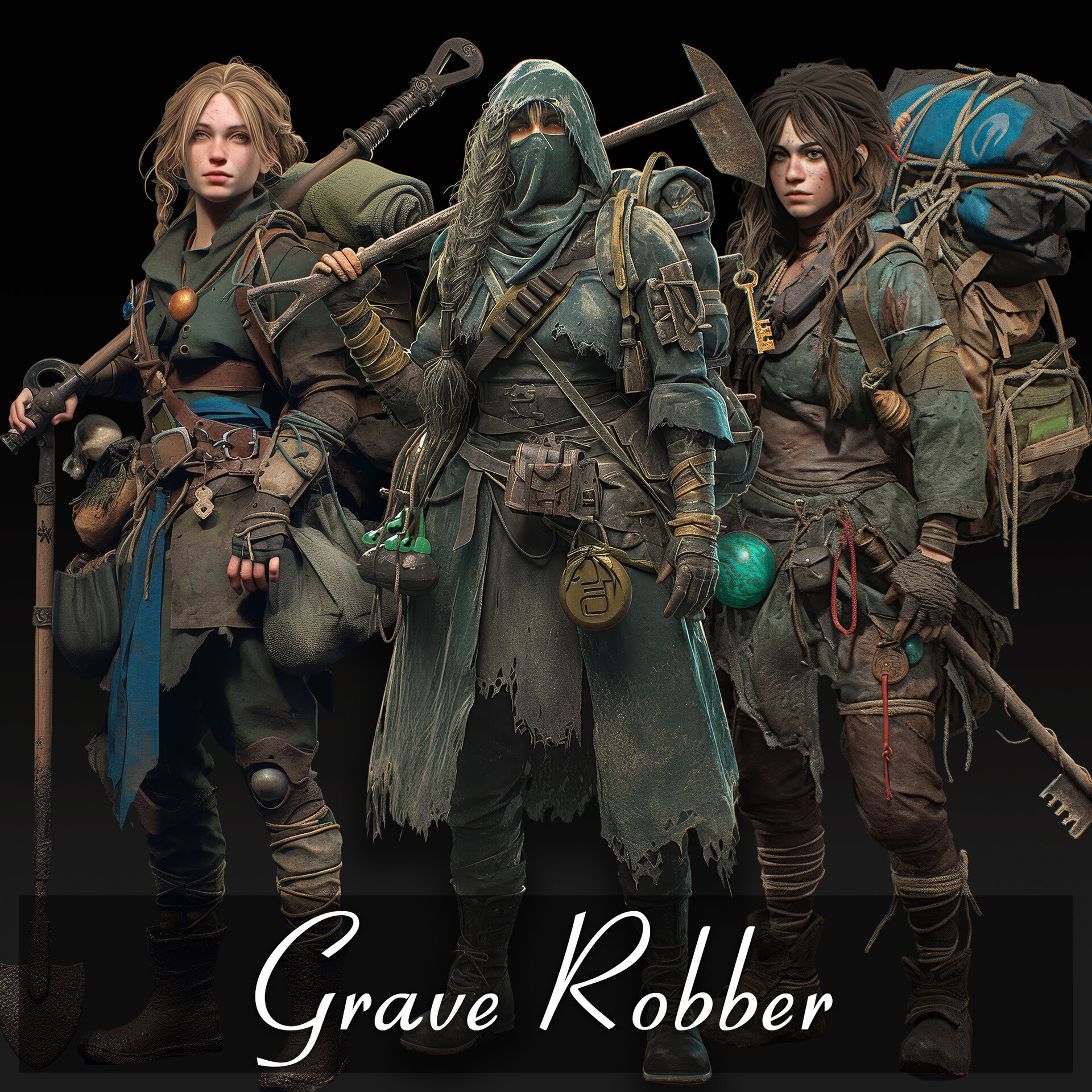 ArtStation - 500 Fantasy Female Grave Robber (Full Body) - Character Reference Image Pack | 4K ...
