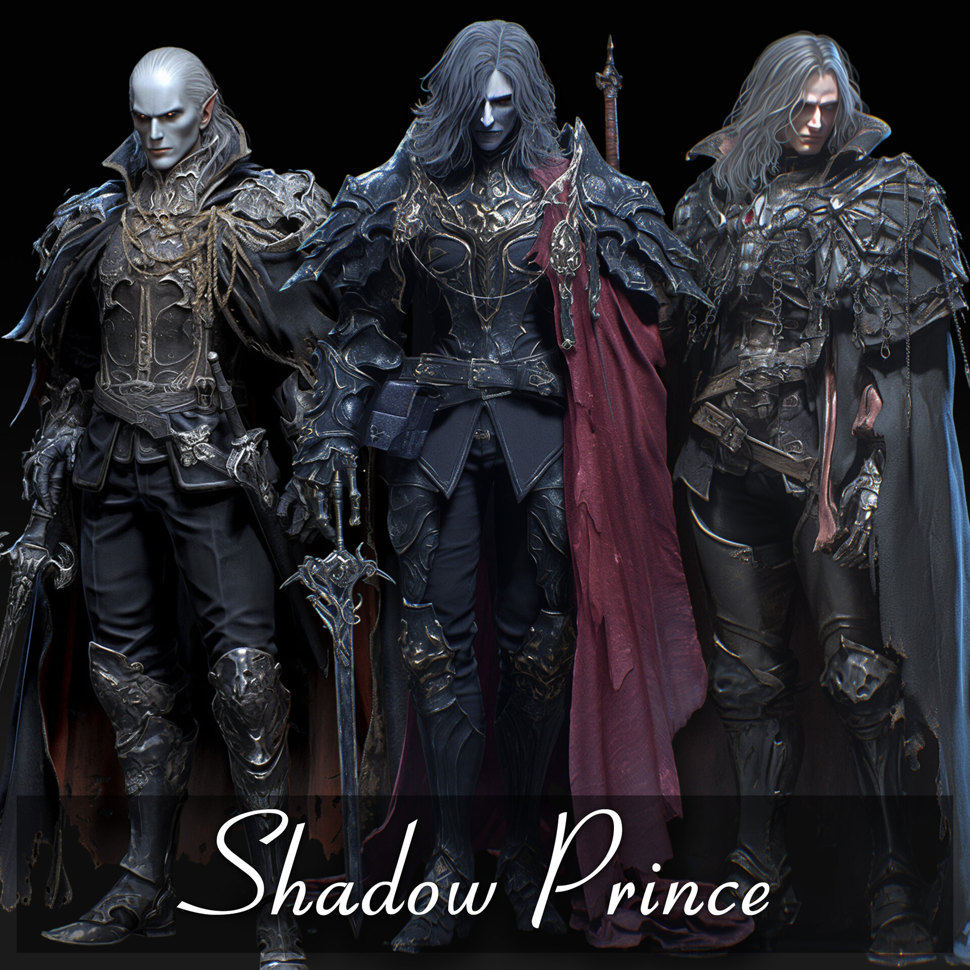 ArtStation - 500 Fantasy Shadow Prince (Full Body) - Character Reference Image Pack | 4K | v.207