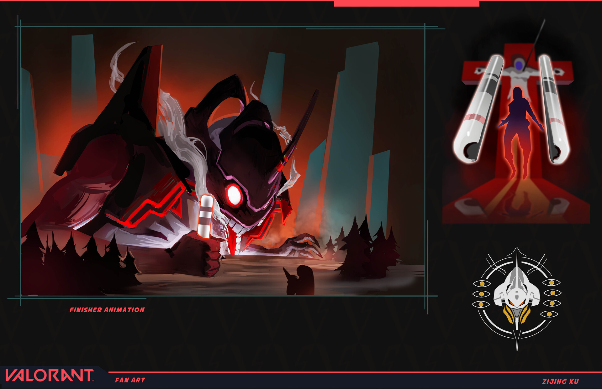 Zijing ( Jerry ) Xu - EVA-01 Themed Vandel Skin Design, Valorant Fan Art