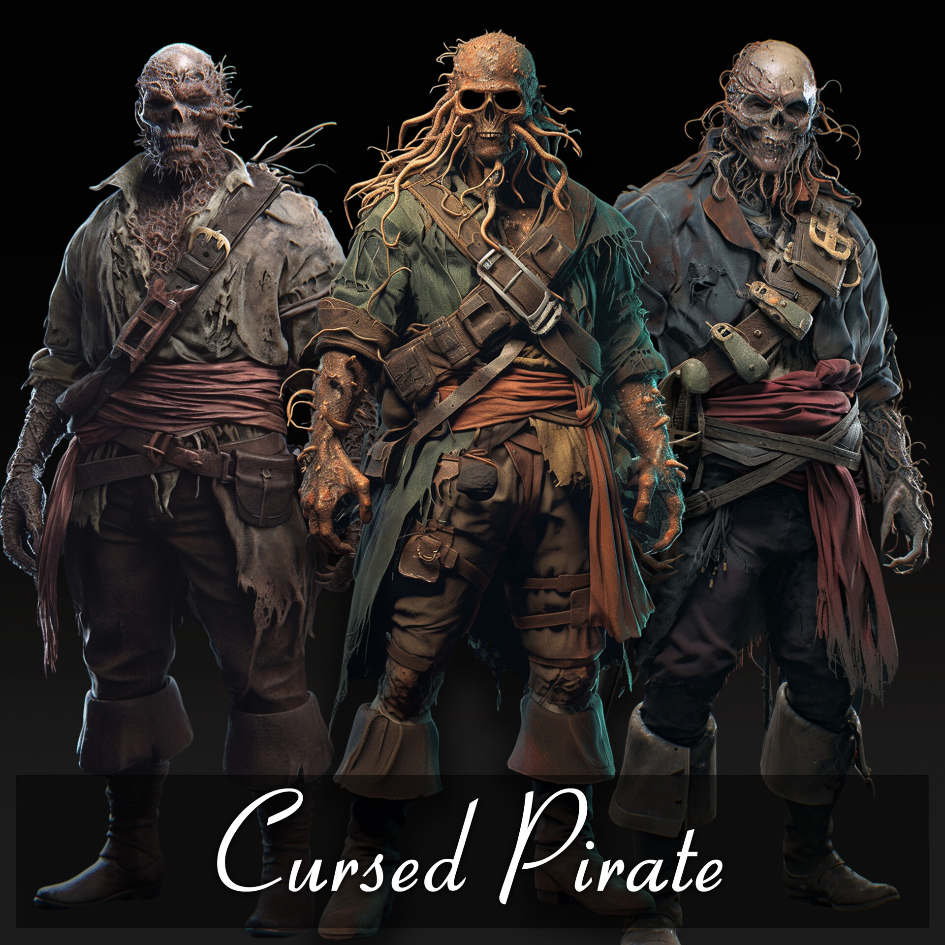 ArtStation - 500 Male Cursed Pirate (Full Body) - Character Reference ...