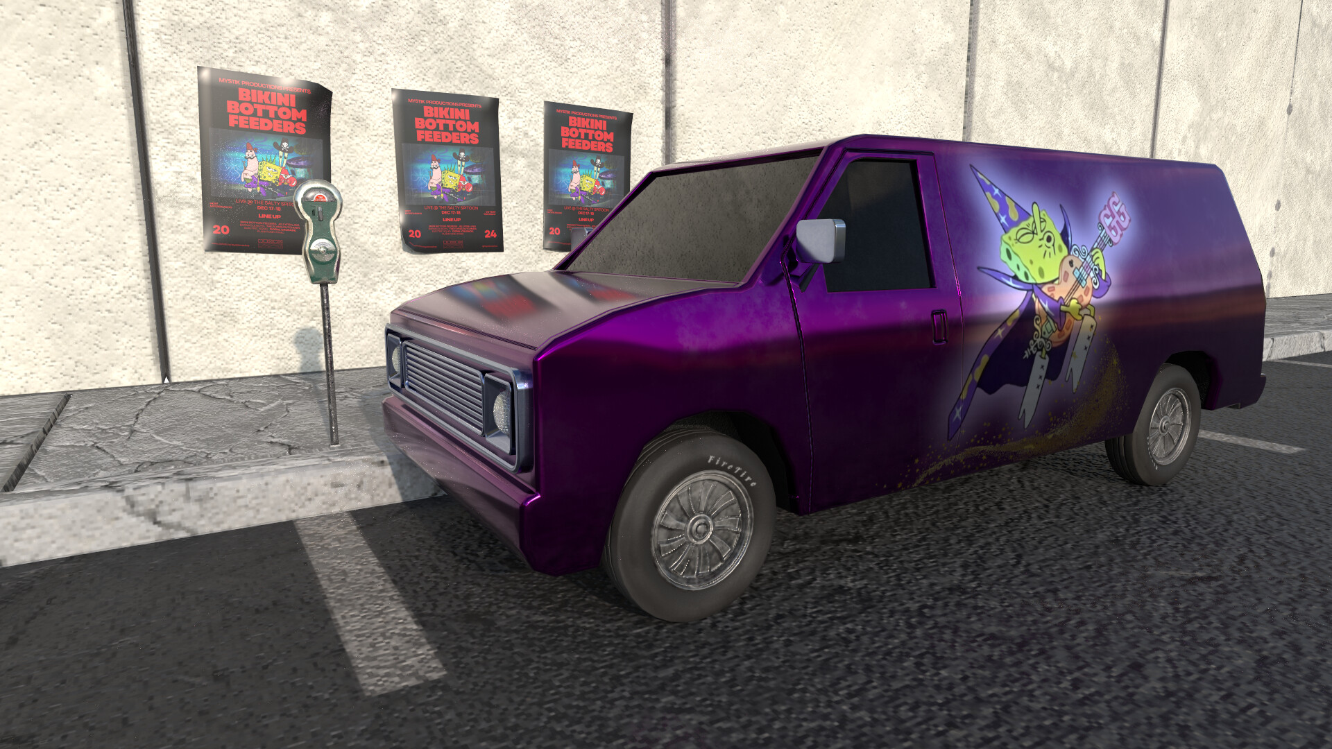 ArtStation - Mid/low poly-high texture van scene