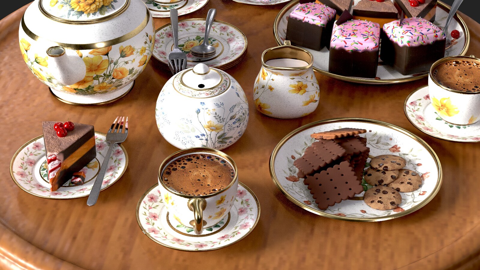Pavani - Victorian Tea Time – 3D Prop Scene