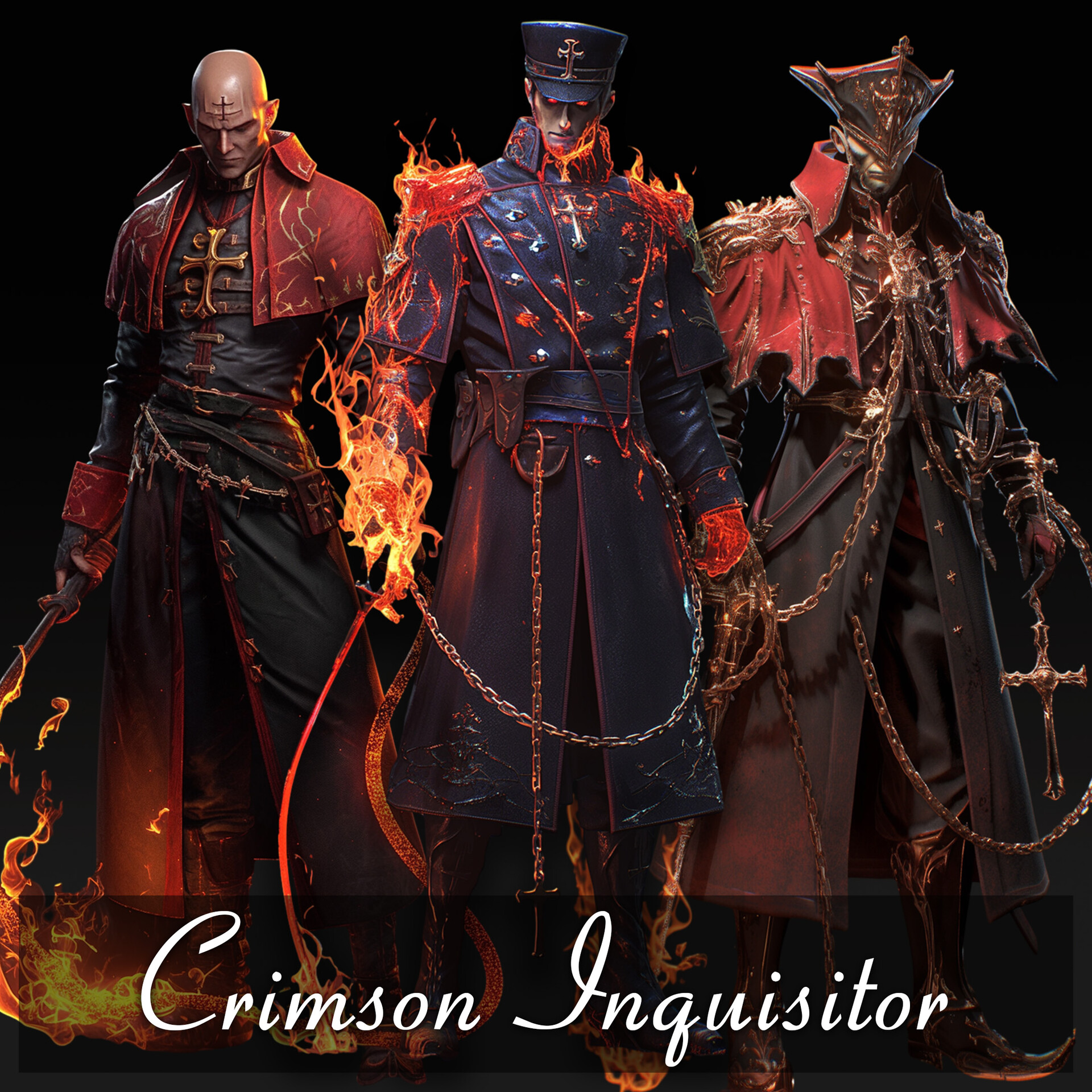 ArtStation - 500 Fantasy Male Crimson Inquisitor (Full Body) - Character Reference Image Pack ...