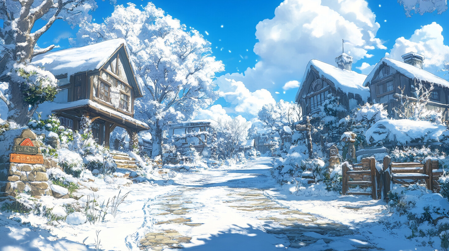 anime snow background