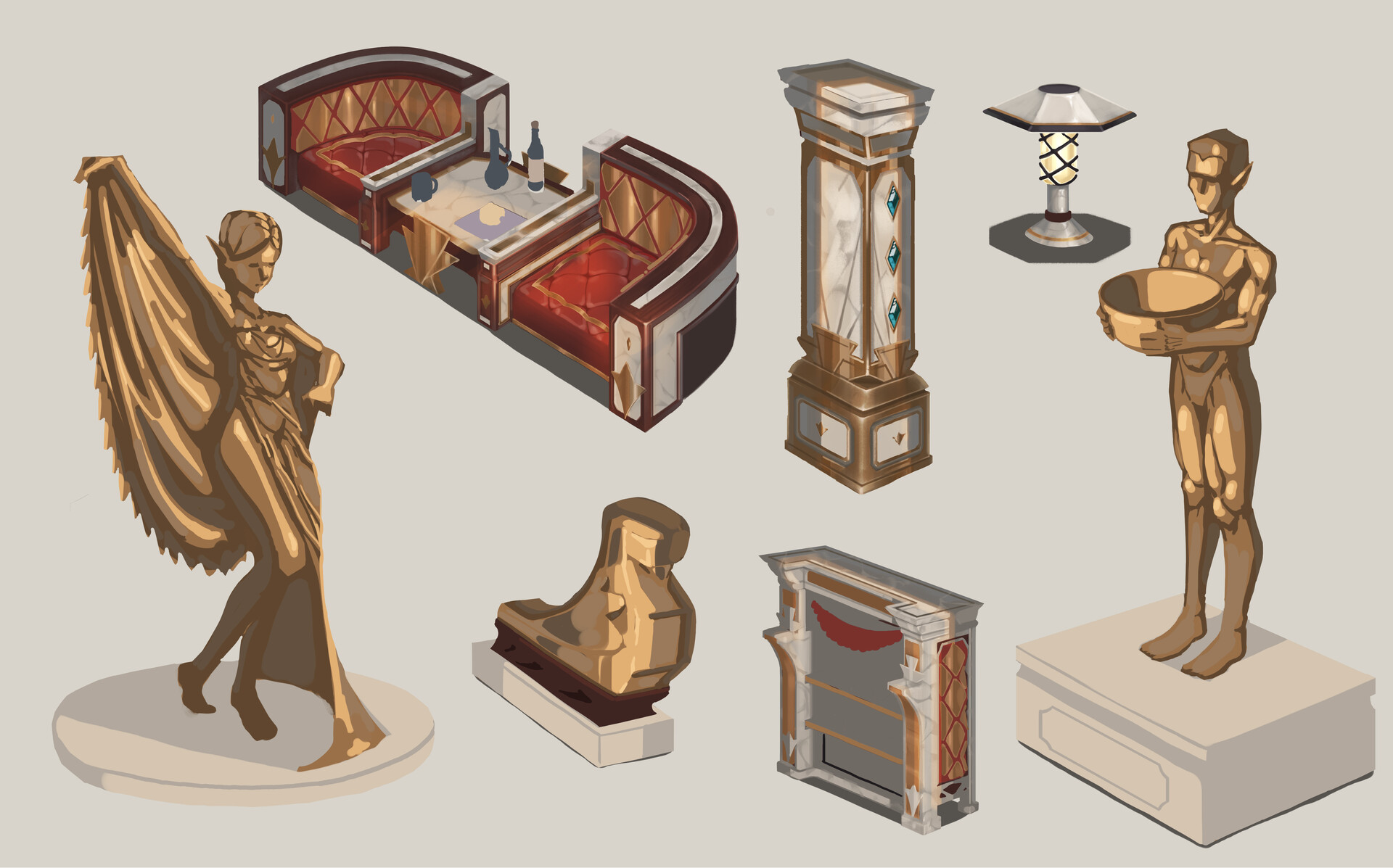 ArtStation - Art Deco Props + platformer mood exploration