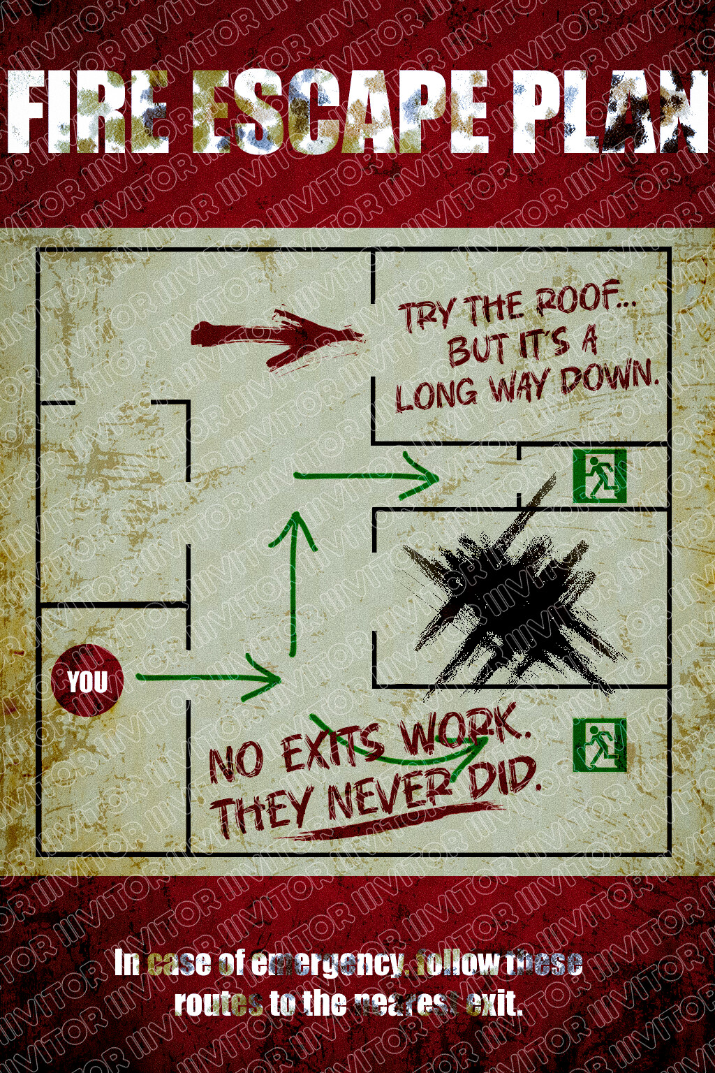 ArtStation - Fire Escape Plan - A poster for a post-apocalyptic Roblox game