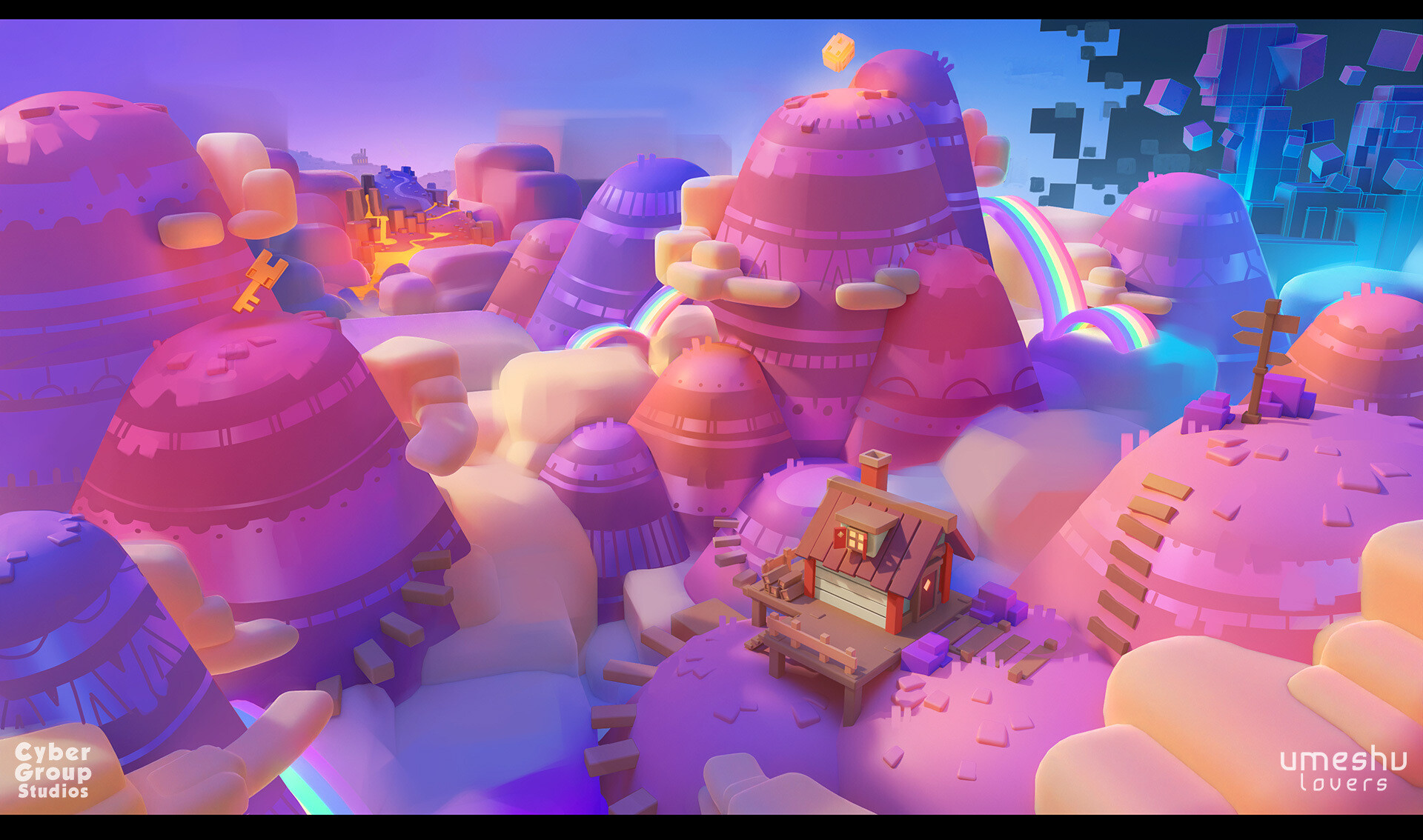 ArtStation - Press Start! - Cloudy Hills 3D concepts