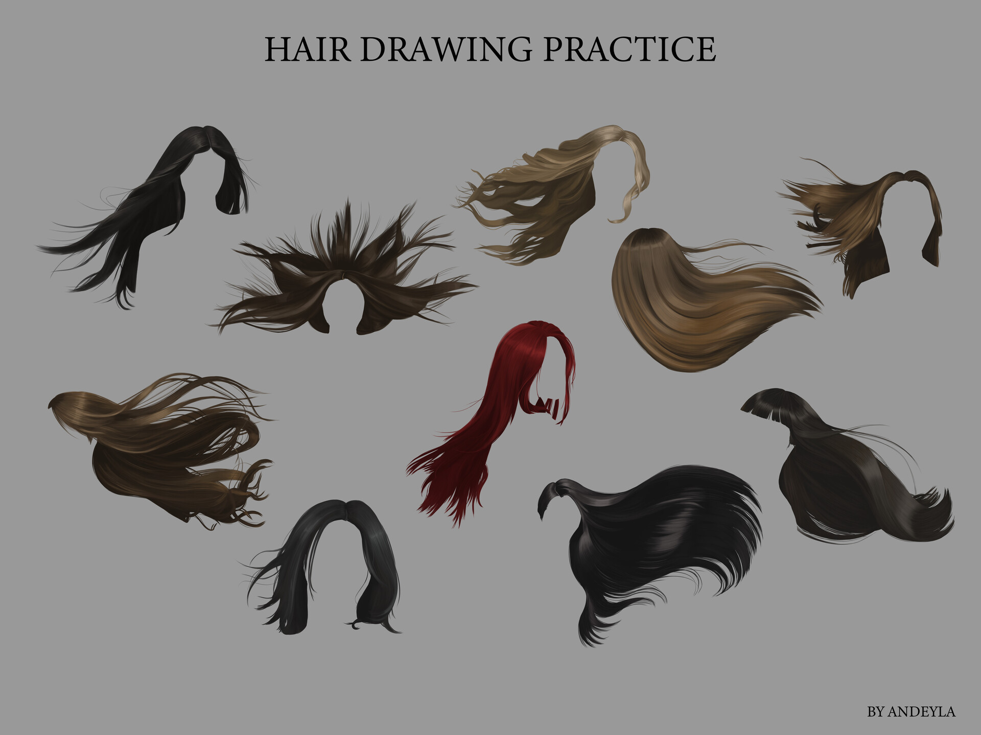 ArtStation - Hair drawing study