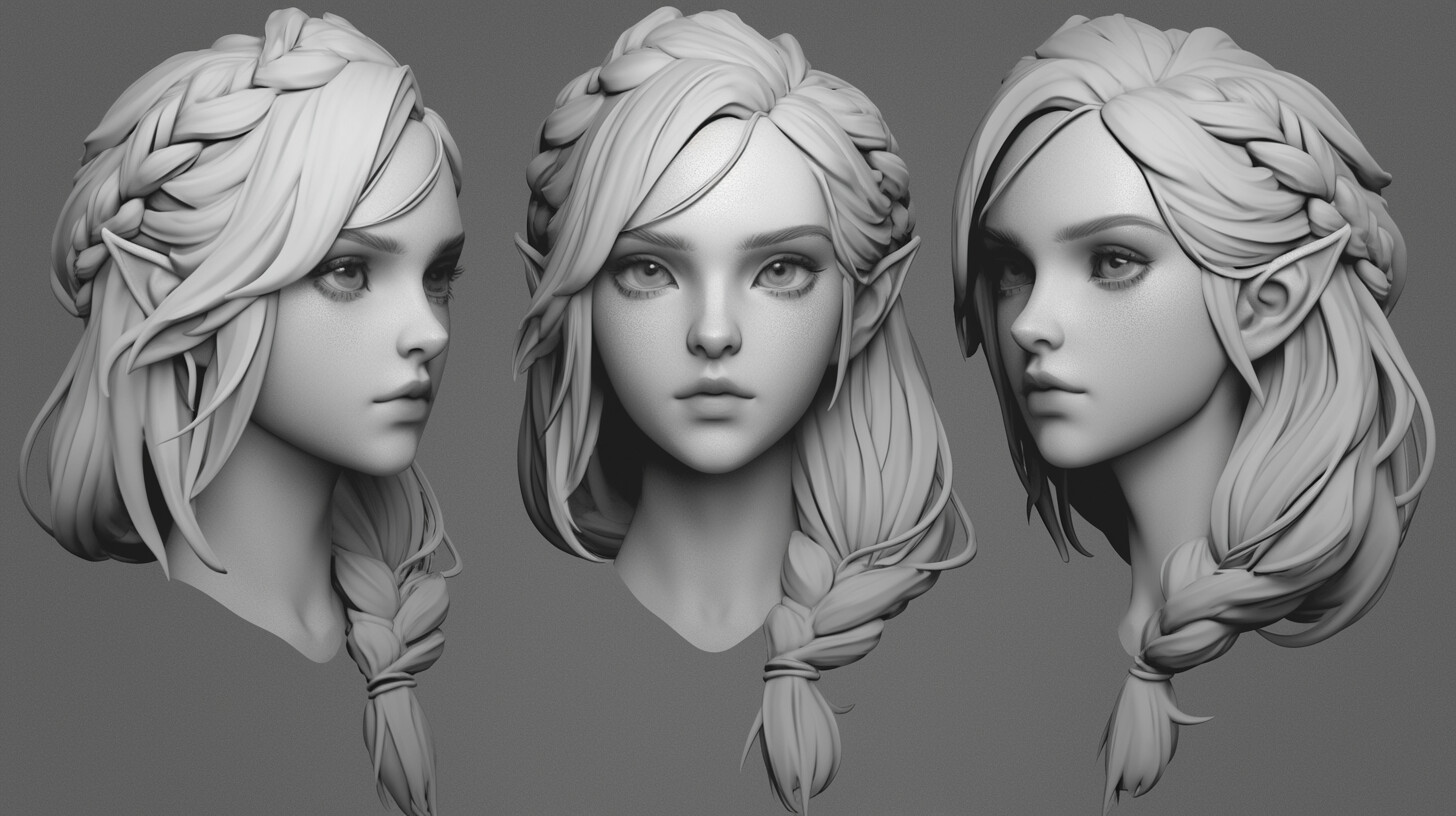 3D Head Sculpt References in 4K - Tika Art - +300 Mystic Female Head ...