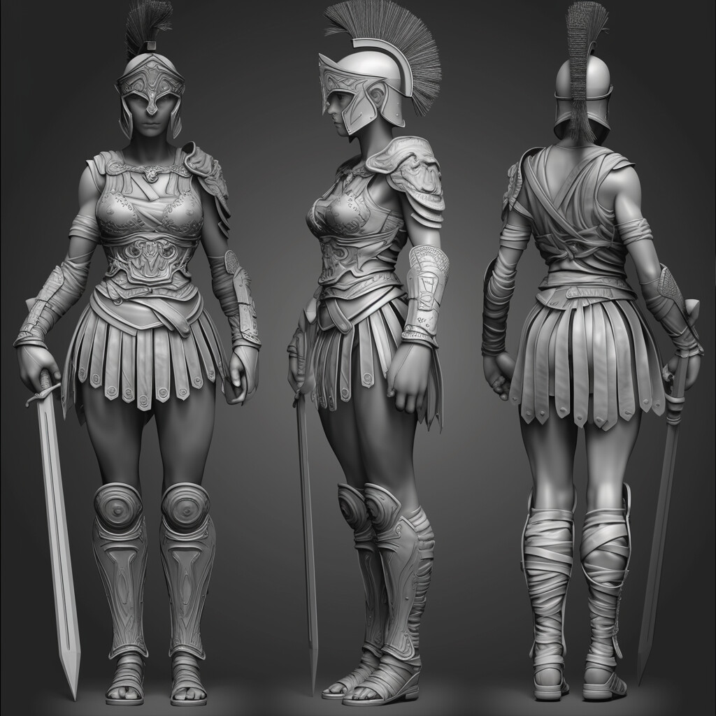 3D Head Sculpt References in 4K - Tika Art - +250 Gladiator Female Reference Images(4k)