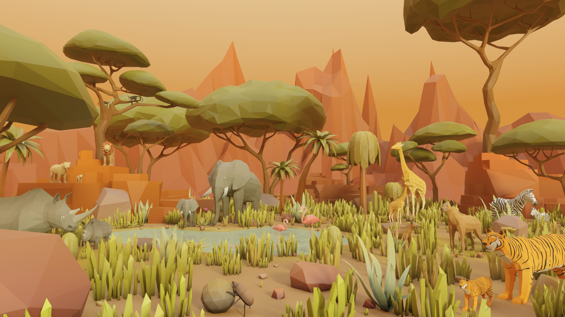 ArtStation - Savannah Biome Low Poly 3D Models