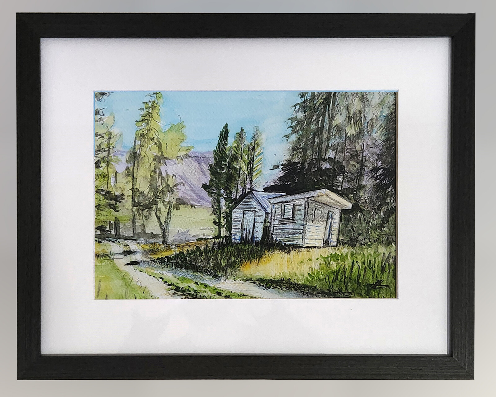 Nicholas Glasson - Cabins at Glenthorne Station Retreat, NZ - Watercolor