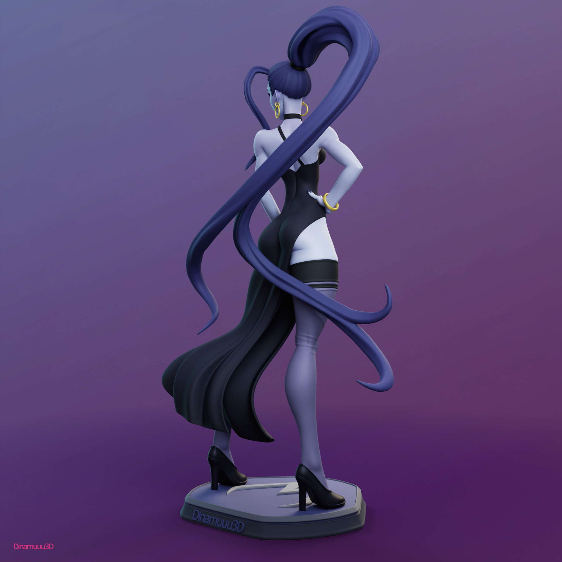 Dinamuuu 3D - Amélie Lacroix in Black Dress 3D Print STL