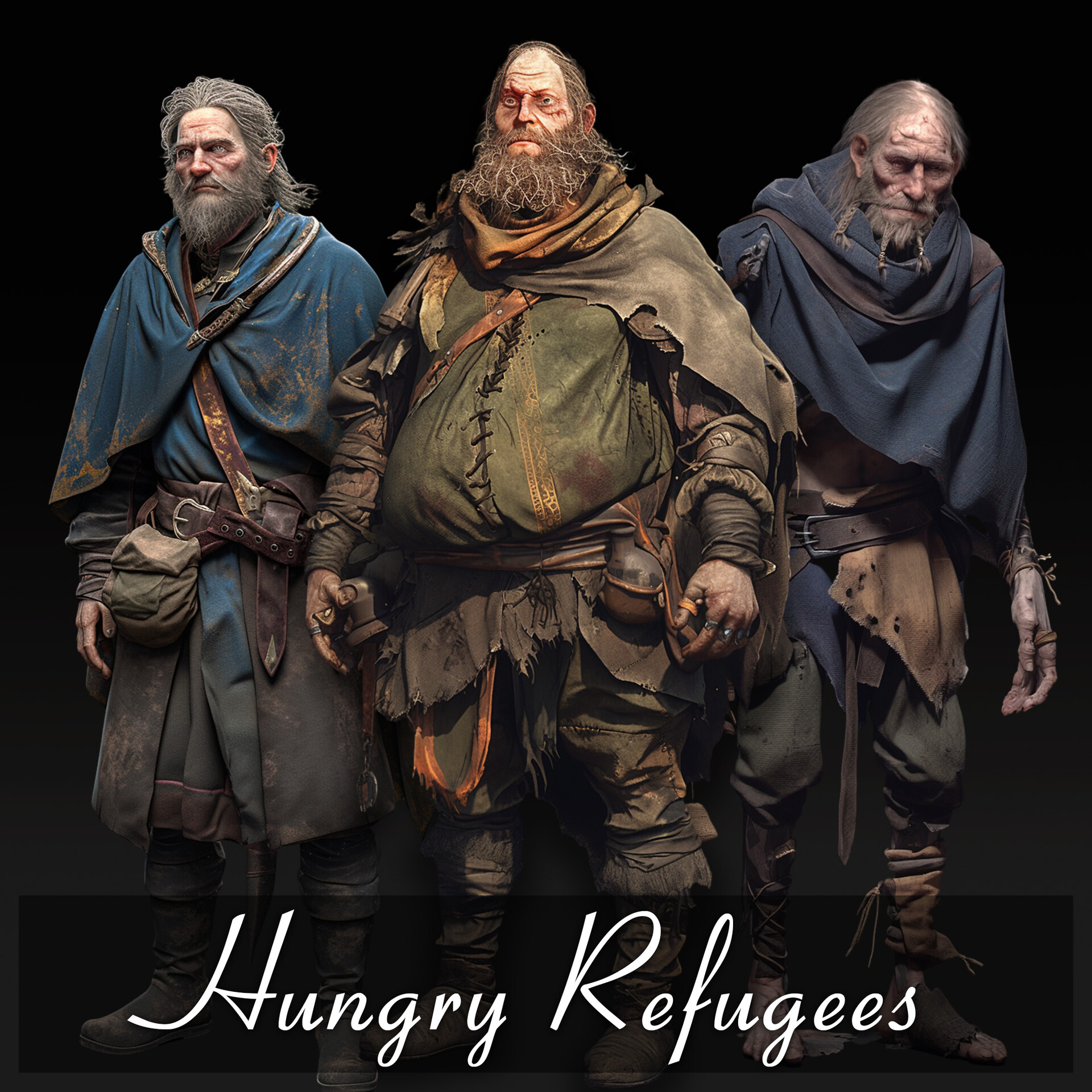 ArtStation - 500 Fantasy Male Hungry Refugees (Full Body) - Character Reference Image Pack | 4K ...