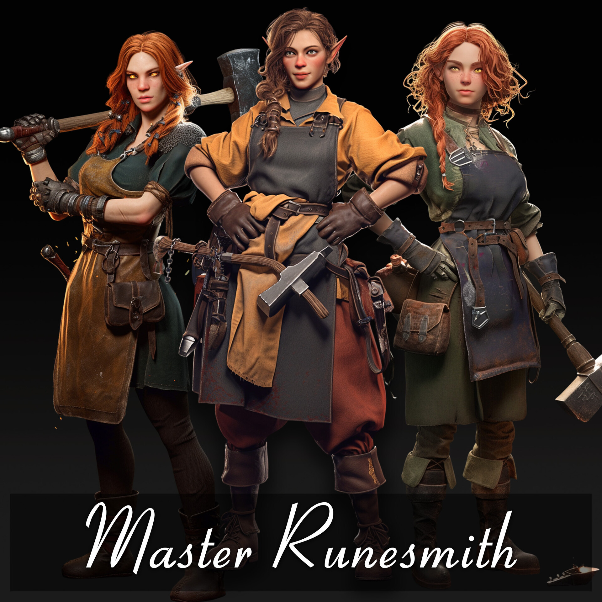 ArtStation - 500 Fantasy Female Master Runesmith (Full Body ...