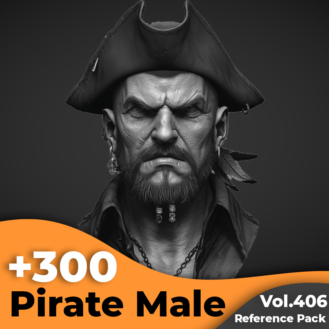 3D Head Sculpt References in 4K - Tika Art - 300 Pirate Male Head ...