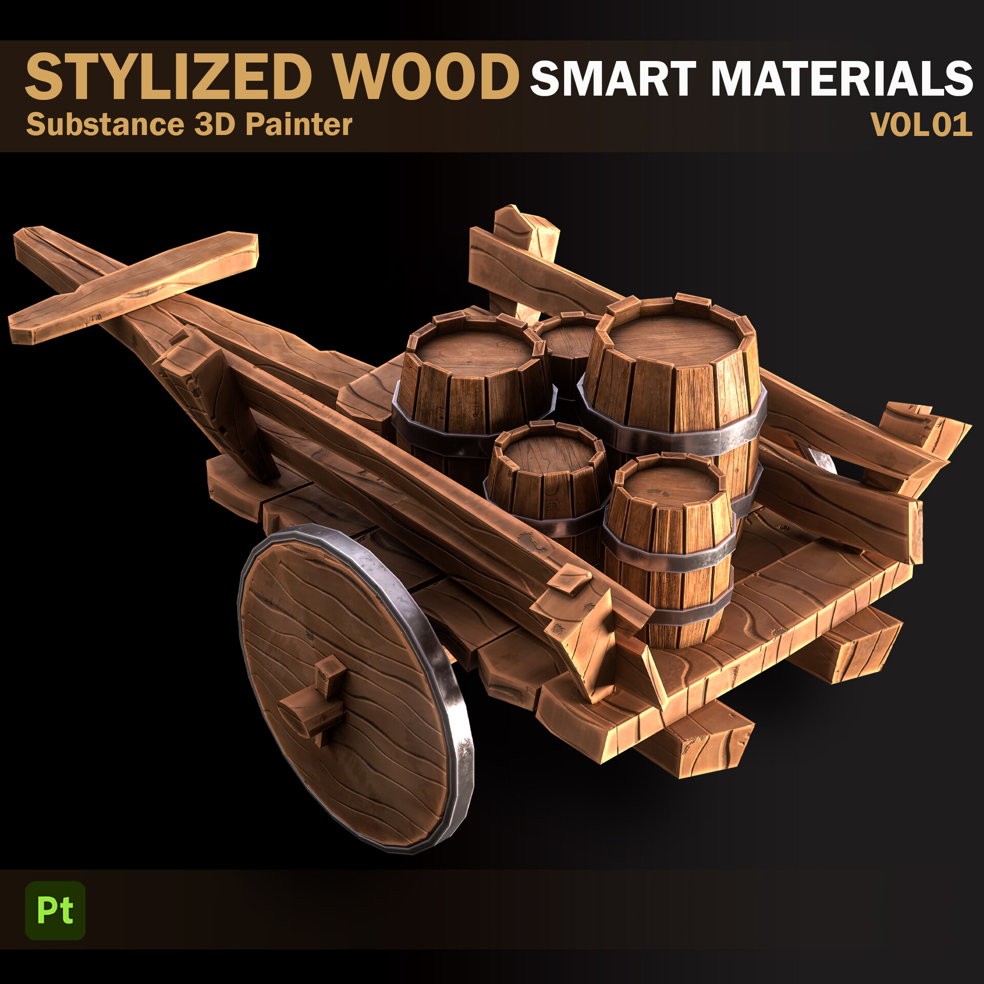ArtStation - 21 Stylized Wood SMART MATERIALS – Substance 3D Painter