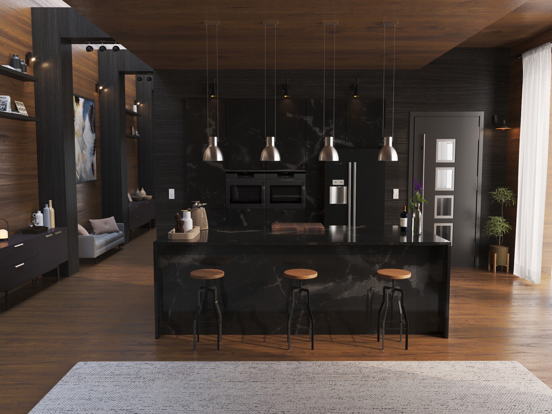 ArtStation - 3D Visualization: Kitchen (Day & Evening Mood)