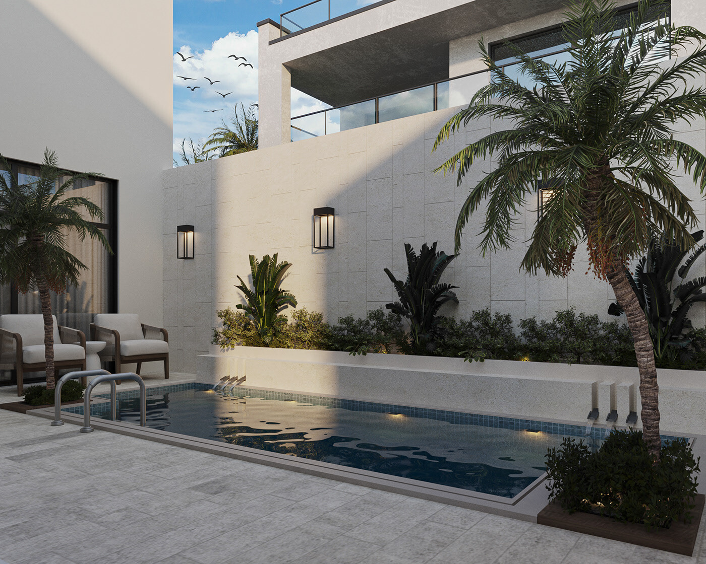 ArtStation - Landscaping with Pool Area