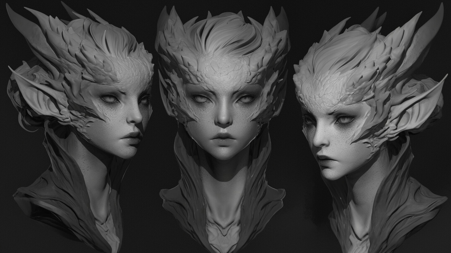 3D Head Sculpt References in 4K - Tika Art - +300 Demon Female Head ...