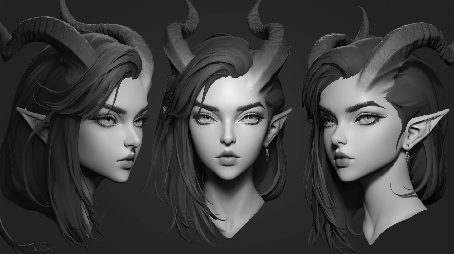 3D Head Sculpt References in 4K - Tika Art - +300 Demon Female Head ...
