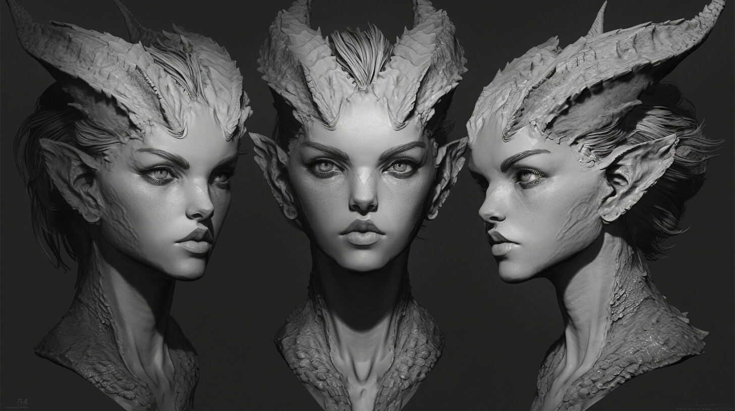 3D Head Sculpt References in 4K - Tika Art - +300 Demon Female Head ...