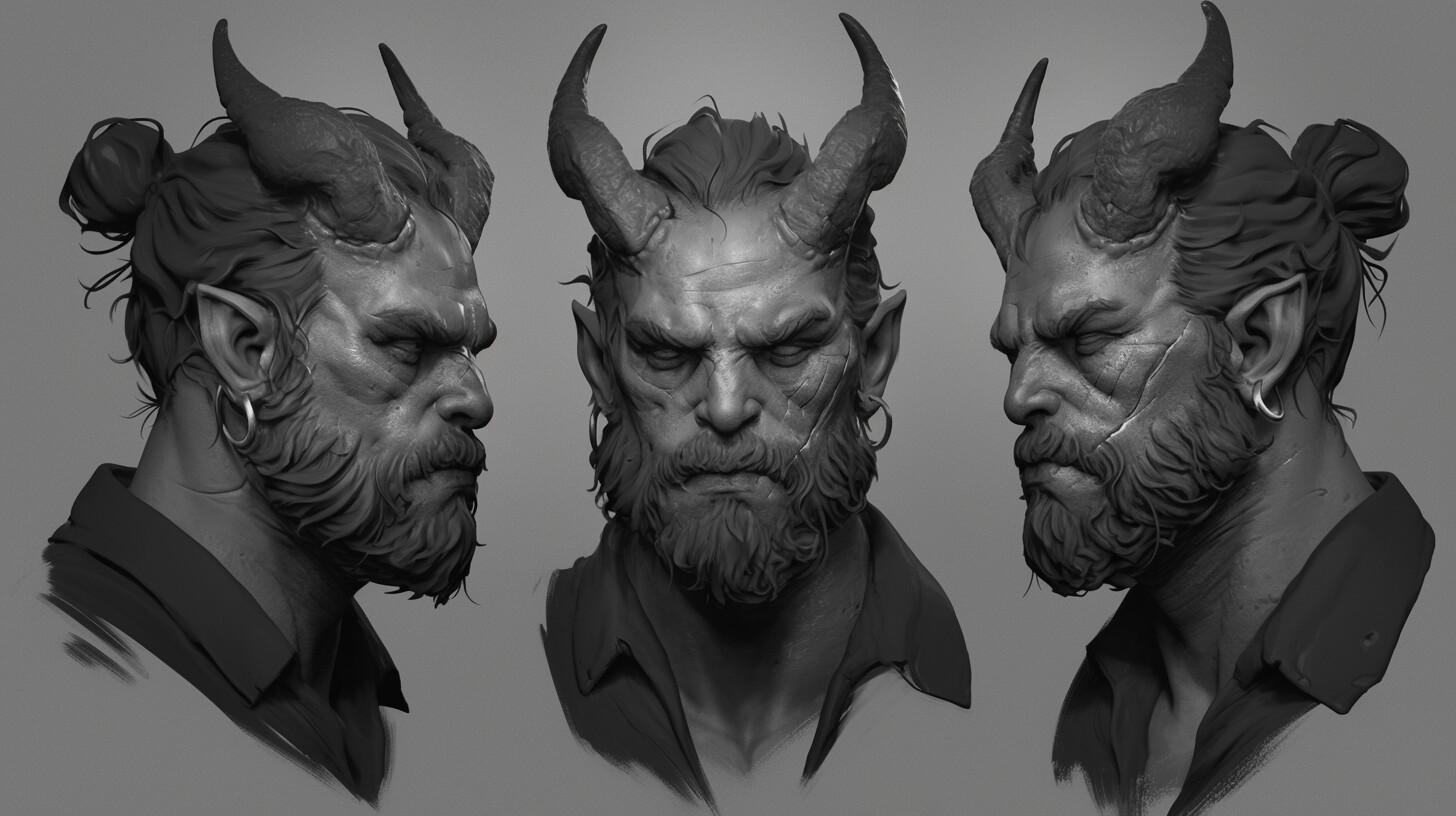 3D Head Sculpt References in 4K - Tika Art - +300 Demon Male Head ...