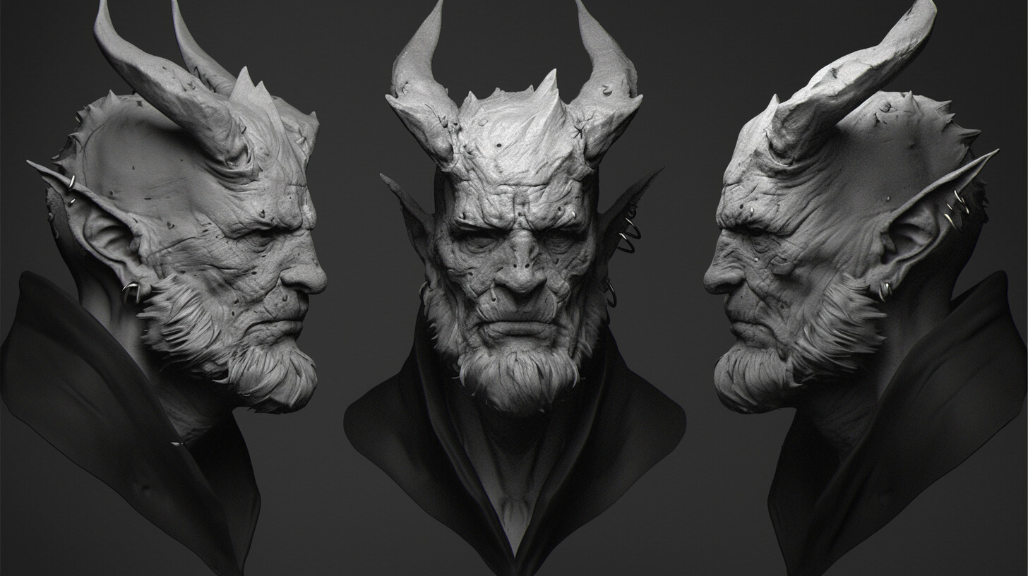 3D Head Sculpt References in 4K - Tika Art - +300 Demon Male Head ...