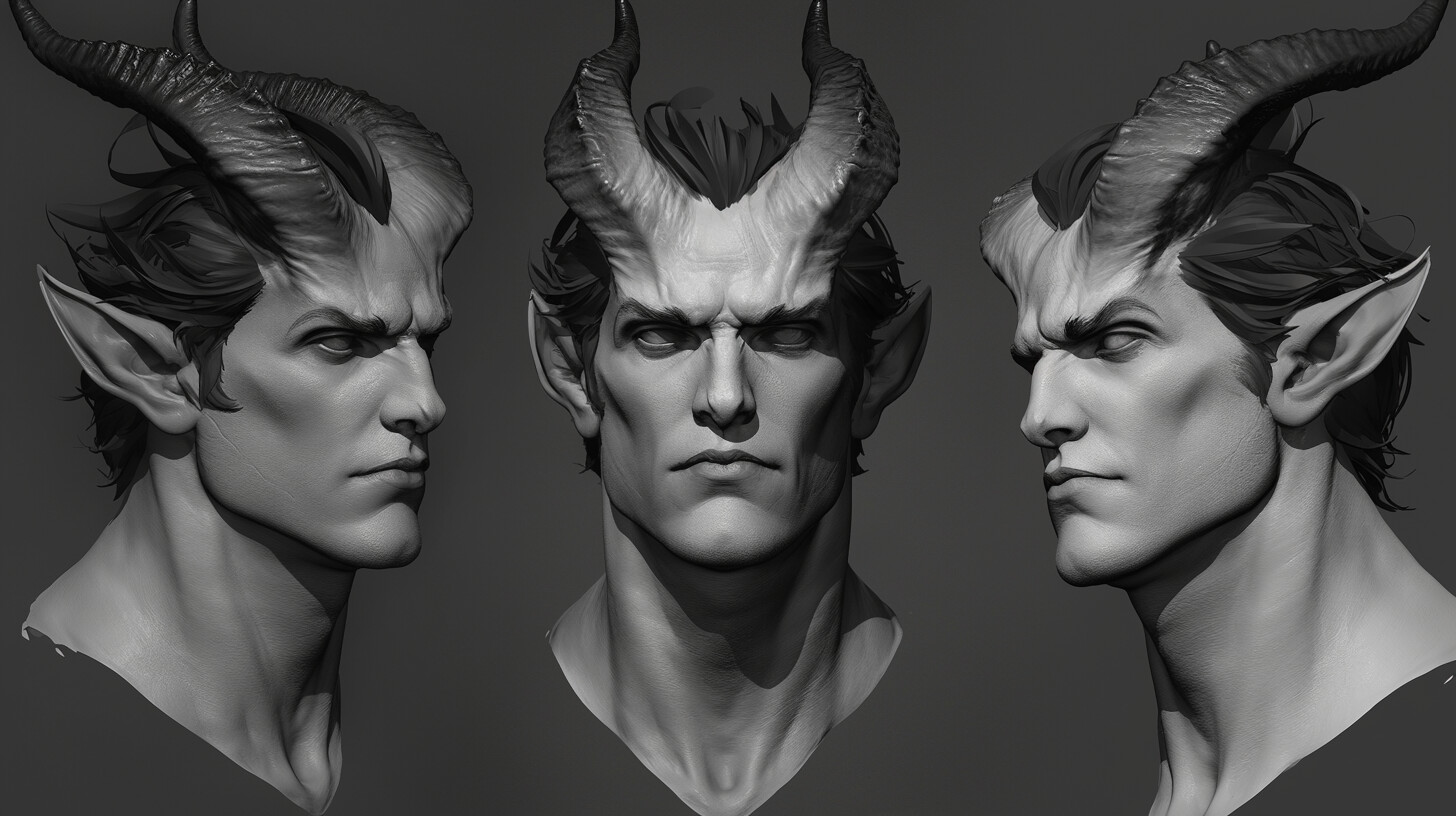 3D Head Sculpt References in 4K - Tika Art - +300 Demon Male Head ...