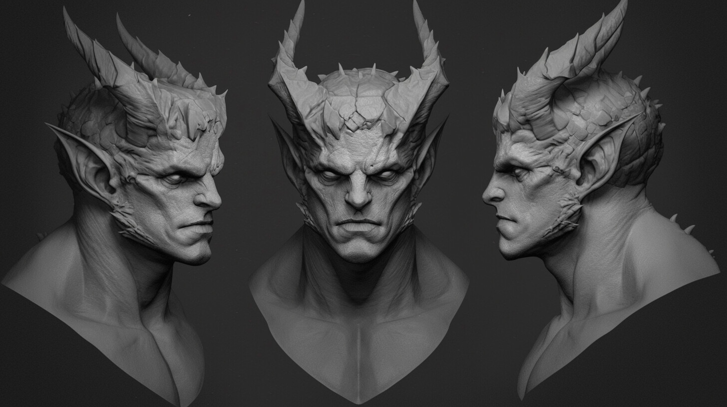 3D Head Sculpt References in 4K - Tika Art - +300 Demon Male Head ...