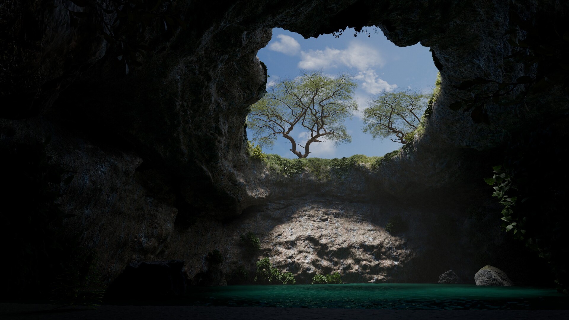 ArtStation - 3D cave visualization Melissani Cave inspired