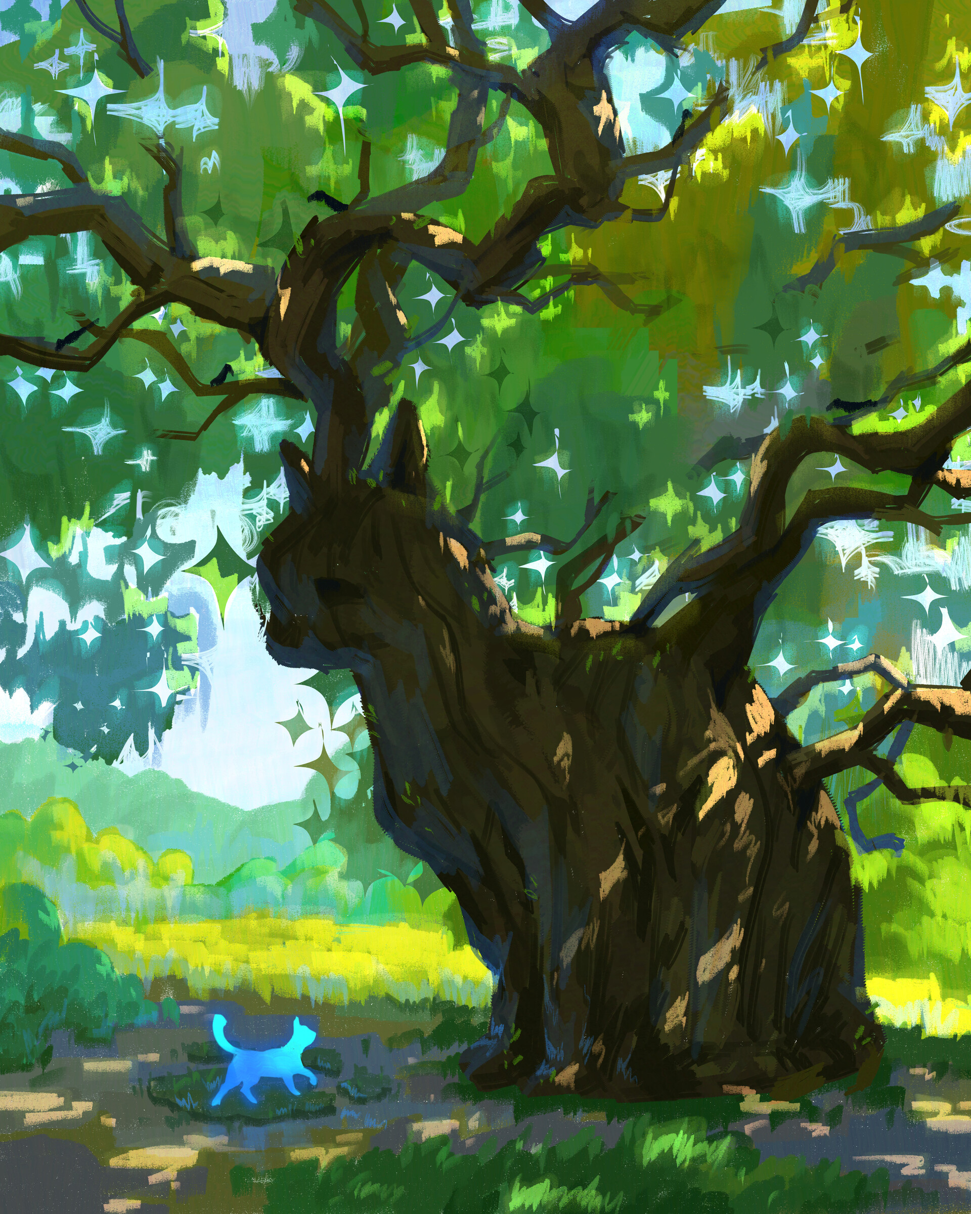 ArtStation - The mystical cat tree ancounter