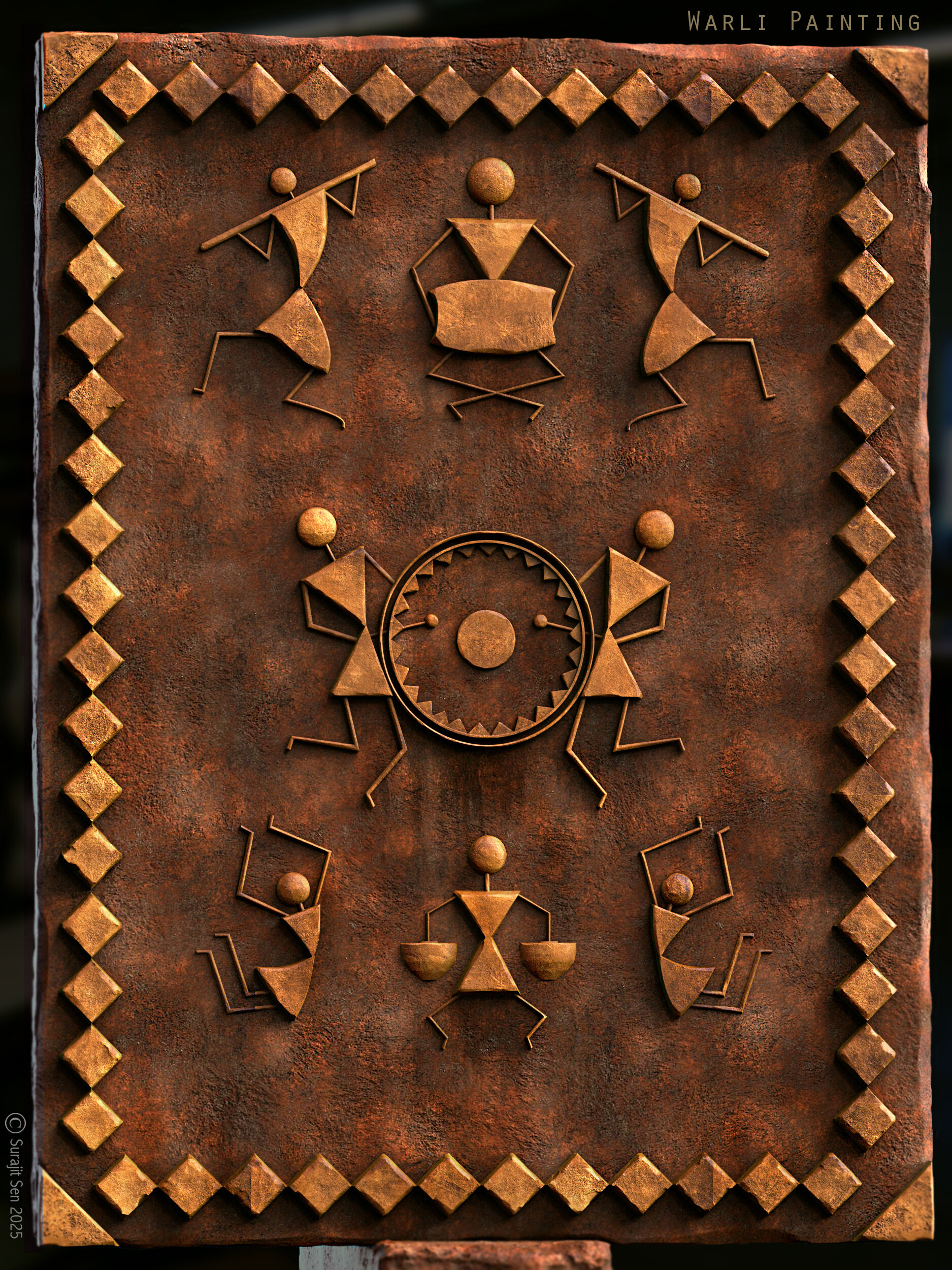 ArtStation - "Celebration" - Warli Painting - 3D Relief Digital ...