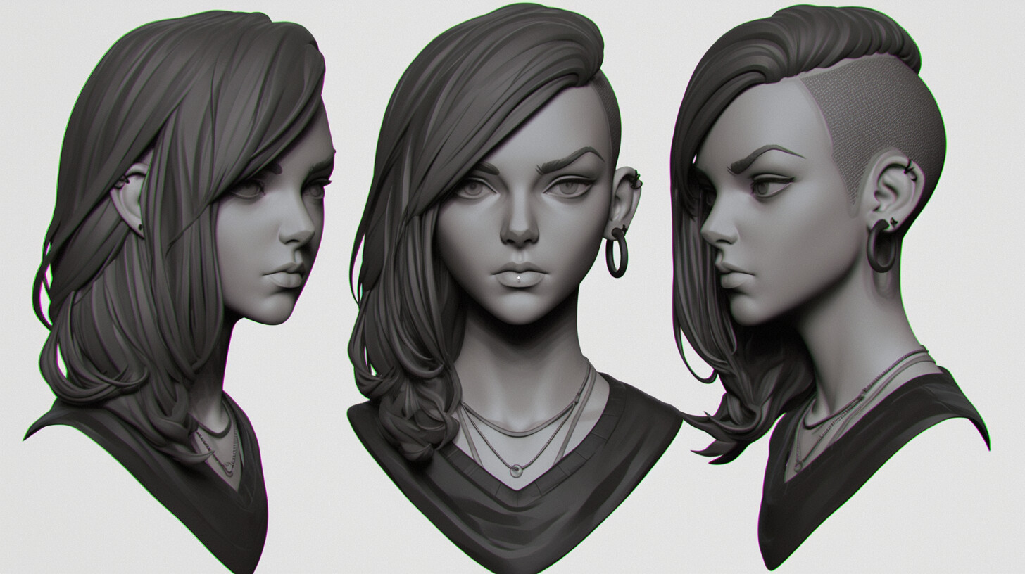 3D Head Sculpt References in 4K - Tika Art - +300 Rockstar Female Head ...