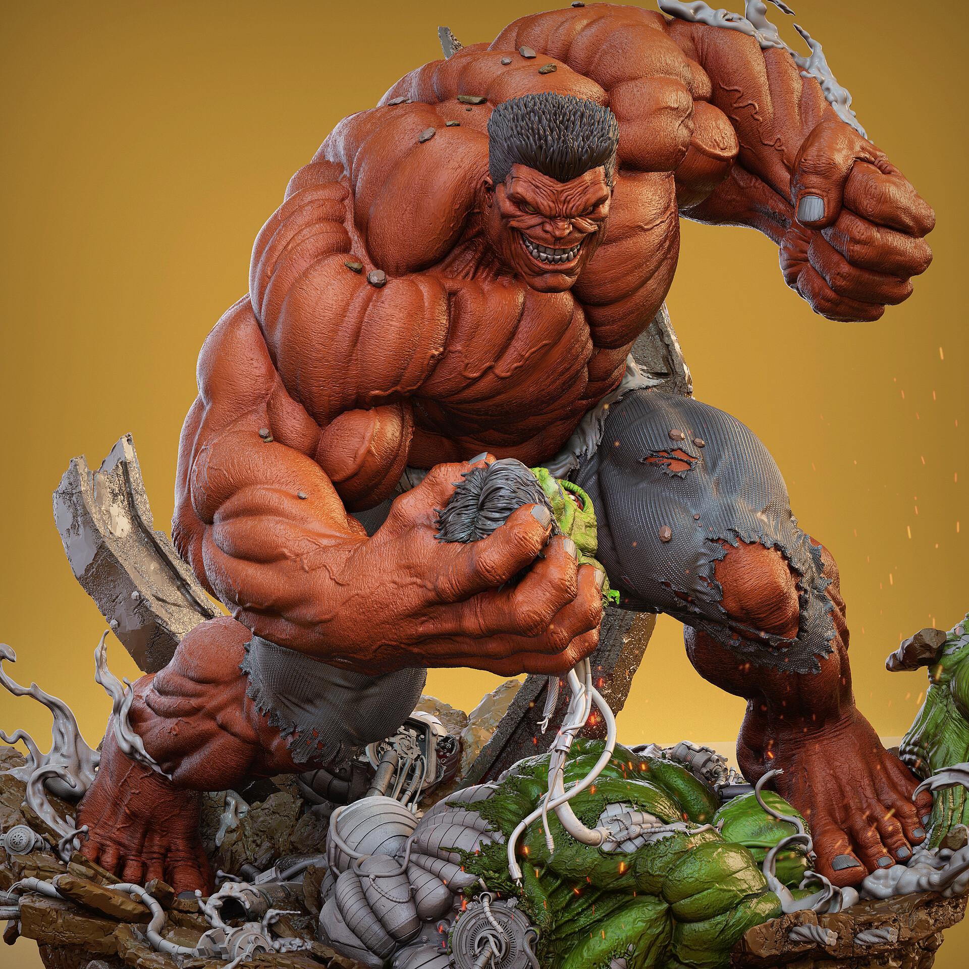 ArtStation - O Red Hulk VS Hulk Cosmic