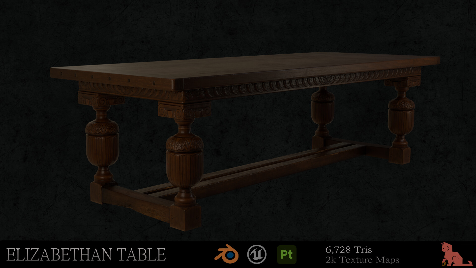 ArtStation - Elizabethan Table - Game Ready Asset