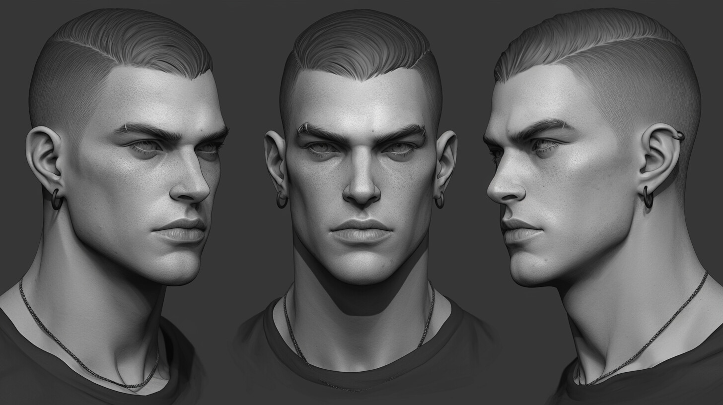 3D Head Sculpt References in 4K - Tika Art - +300 Rockstar Male Head ...