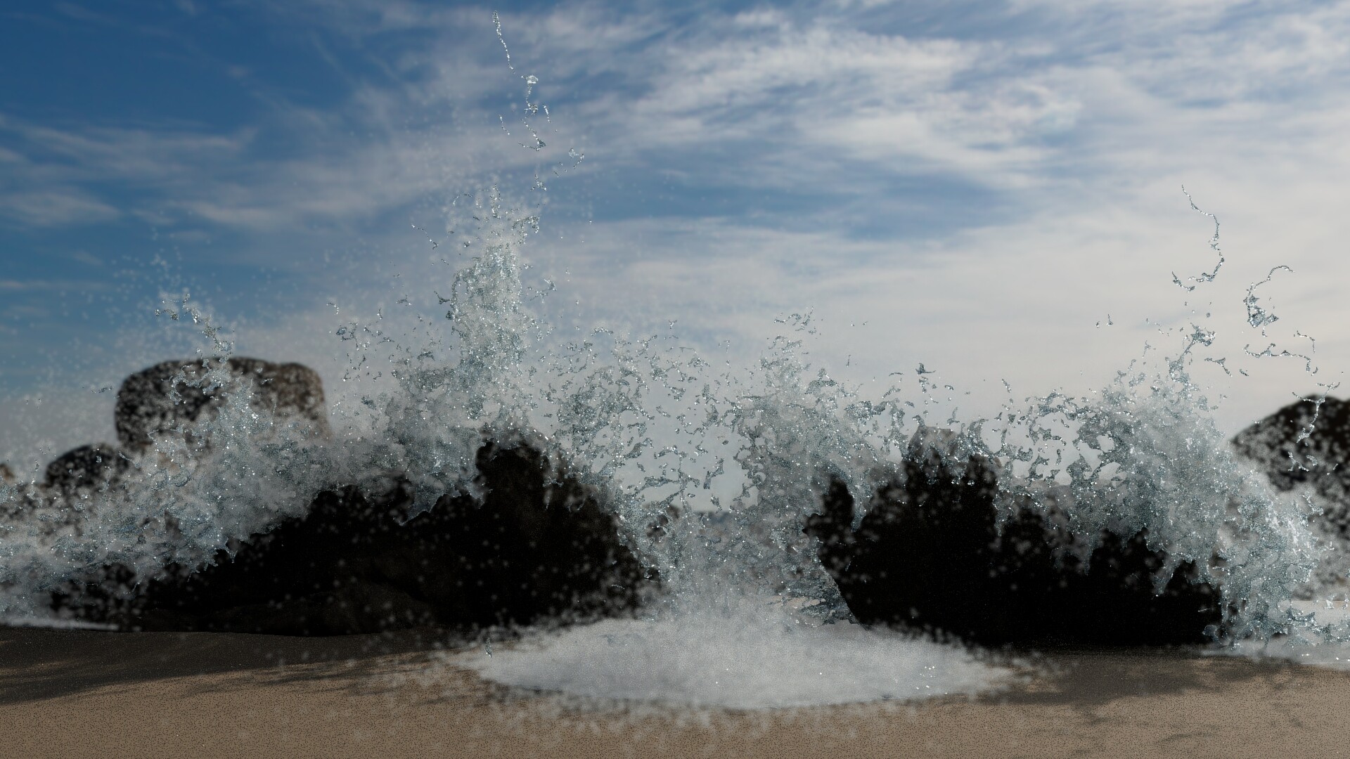 ArtStation - Rock Splash - Flip simulation